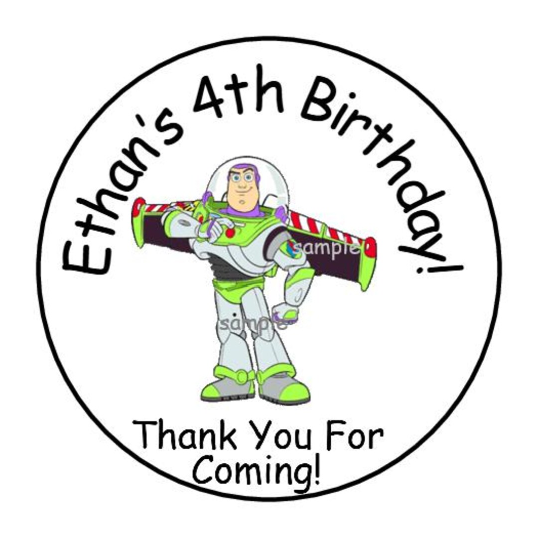 30 Personalized Buzz Lightyear Birthday Party Stickers, Labels, Tags ...