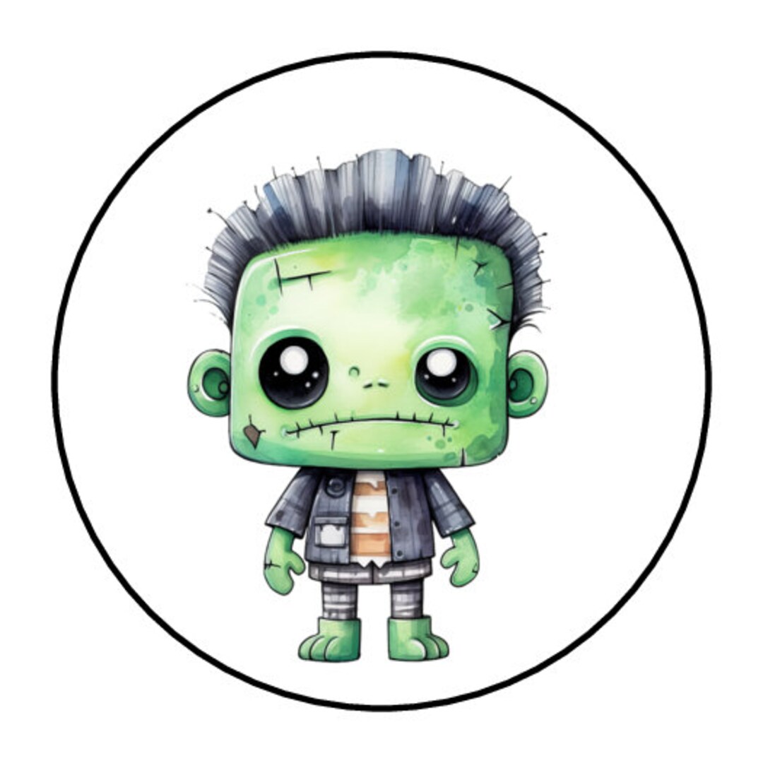 30 Cute Baby Frankenstein Halloween Stickers, Envelope Seals, Labels ...