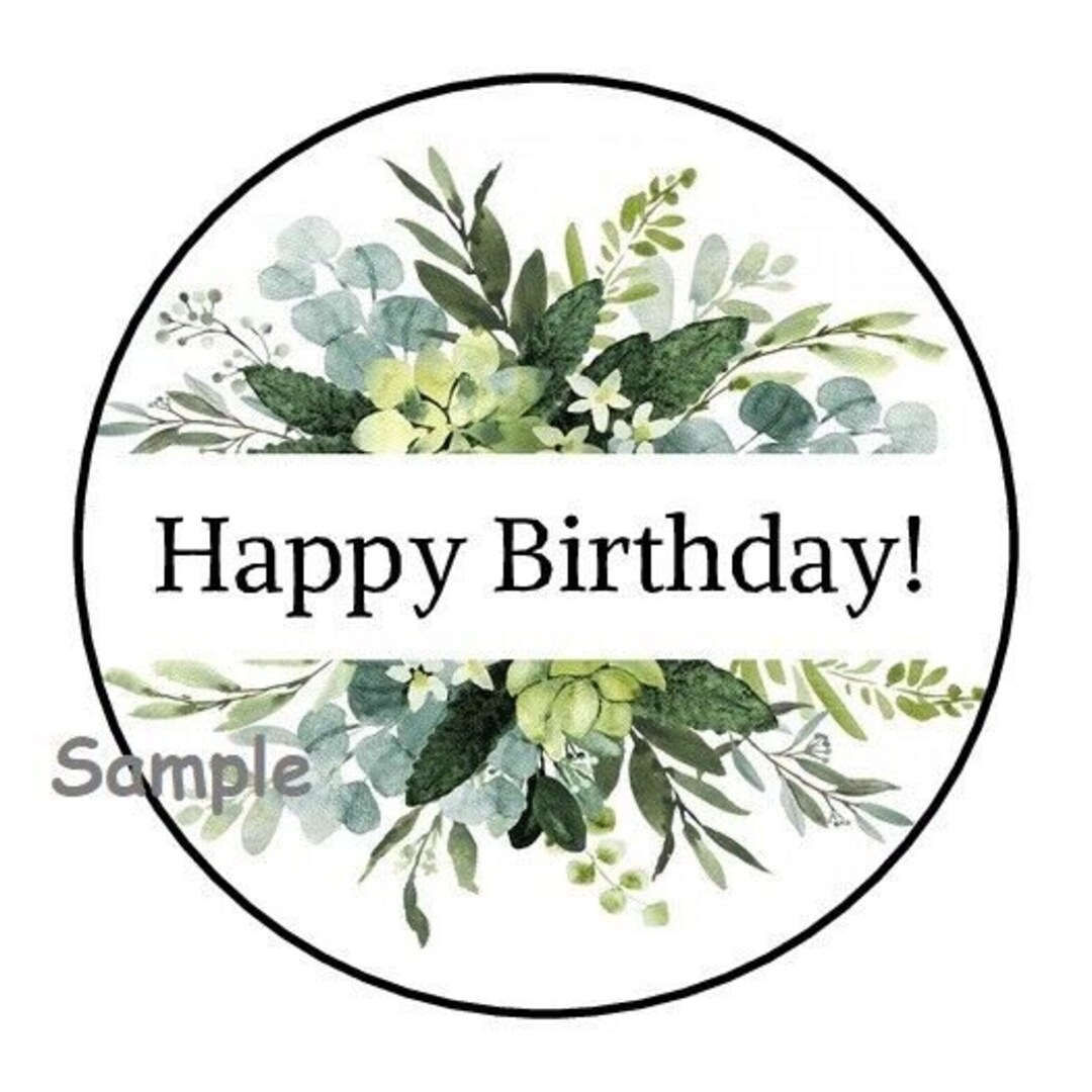 30 Happy Birthday Greenery Foliage Envelope Seals Labels Stickers ...