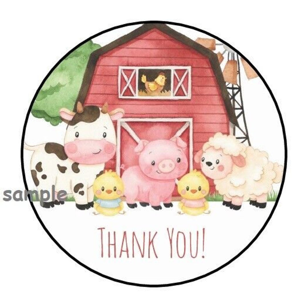 30 Thank You Farm Barn Envelope Seals Labels Stickers 1.5" Round ...