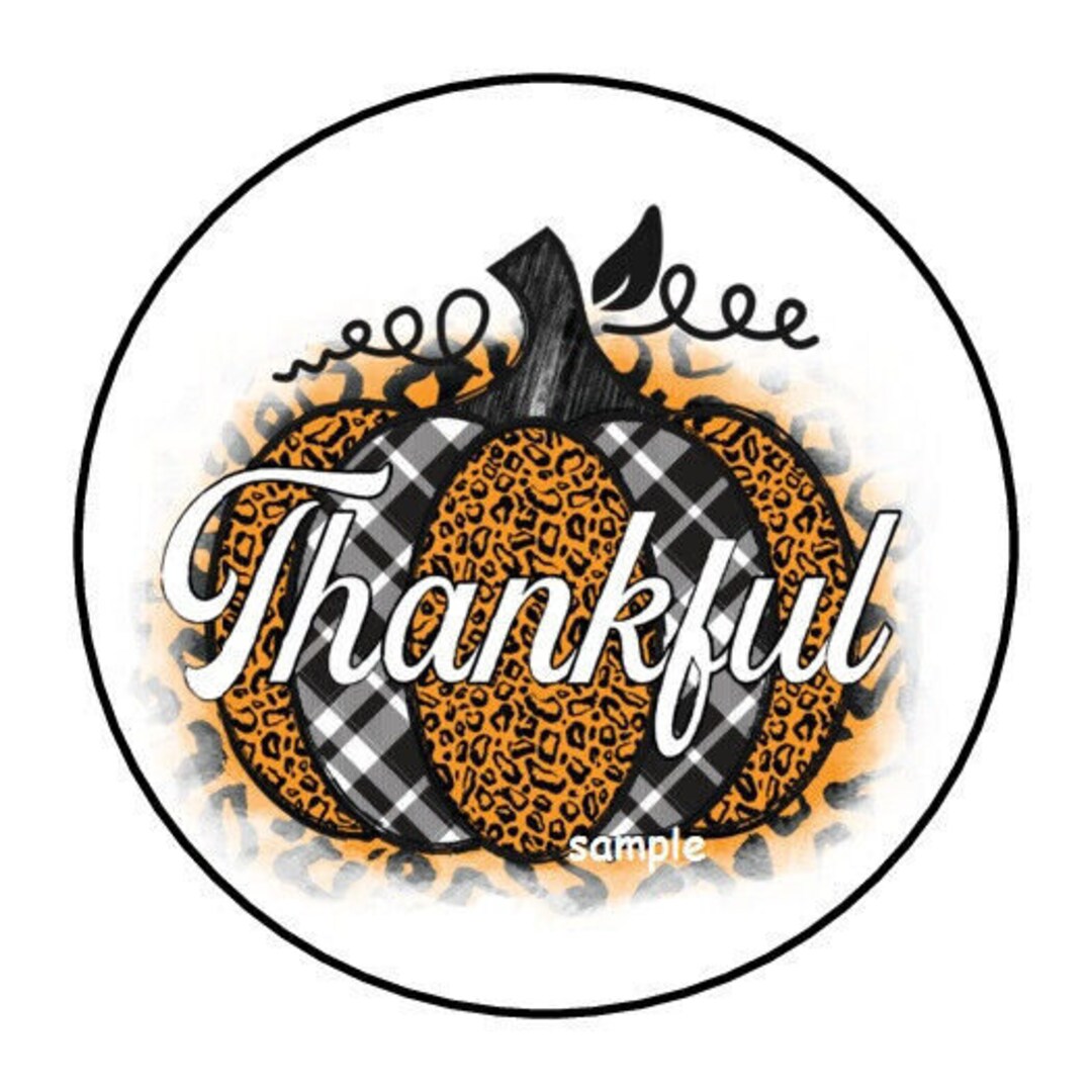 30 Thankful Envelope Seals Labels Stickers 1.5" Round Thanksgiving ...