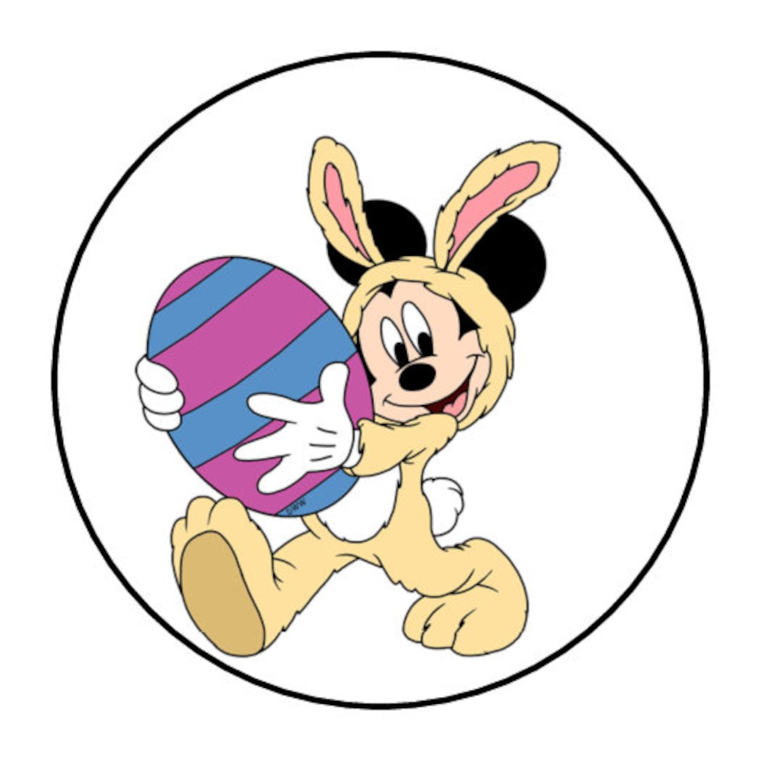 30 Mickey Mouse Easter Stickers Envelope Seals Labels 1.5" Round Custom ...