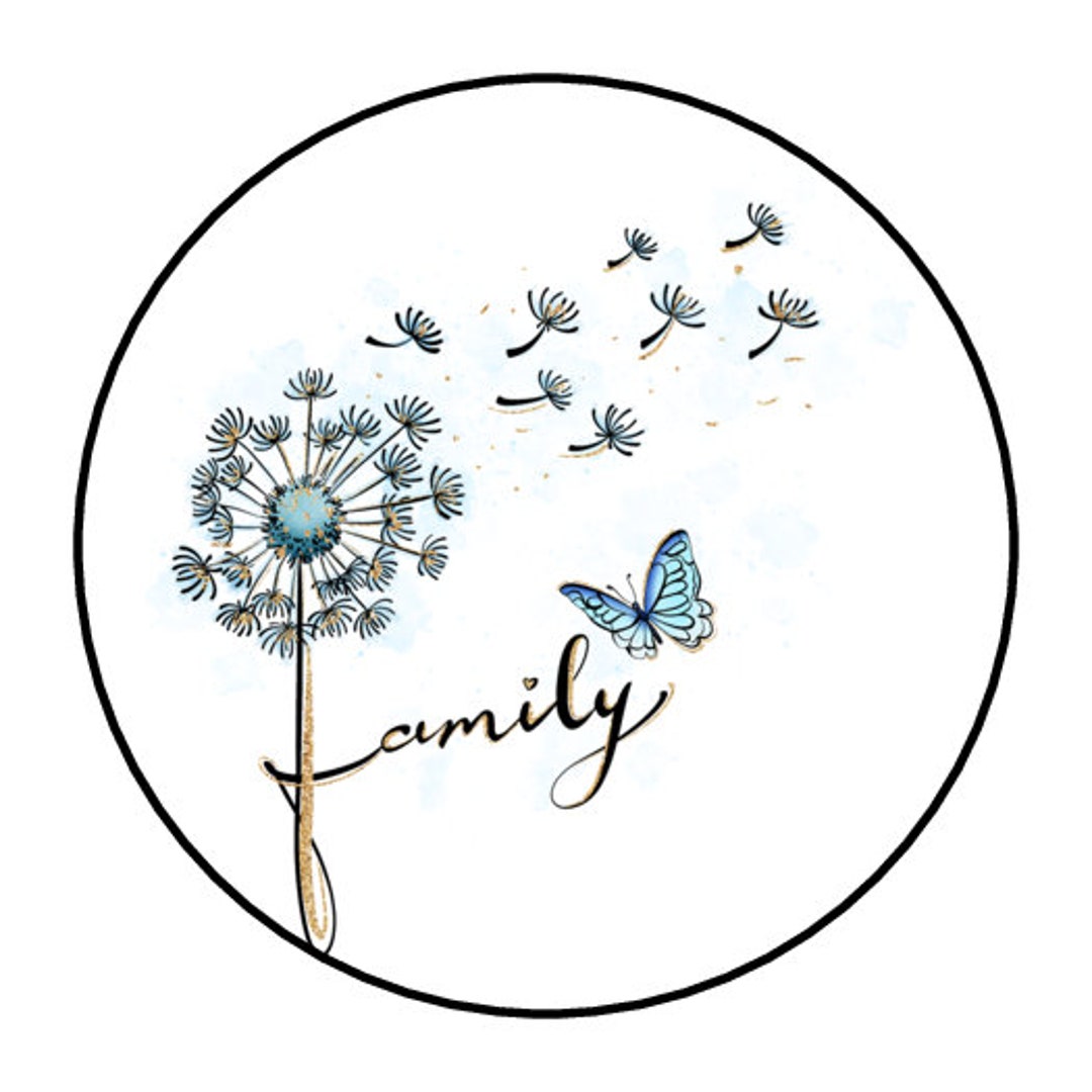 30 Family Stickers, Dandelion, Labels, Butterfly, Envelope Seals, 1.5 ...