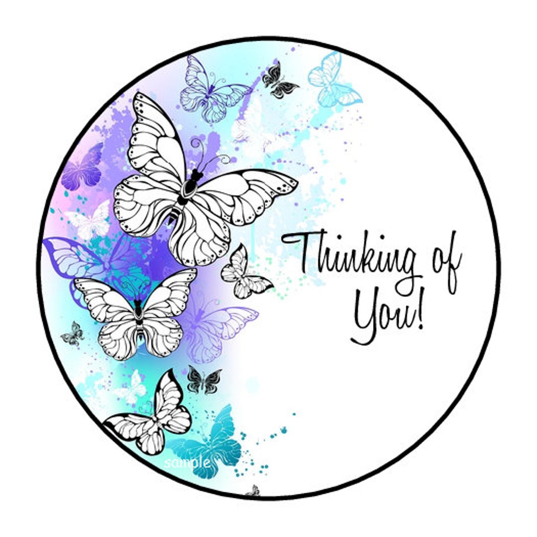 30 Thinking of You Stickers, Butterflies, Labels, Stamps, Envelope ...