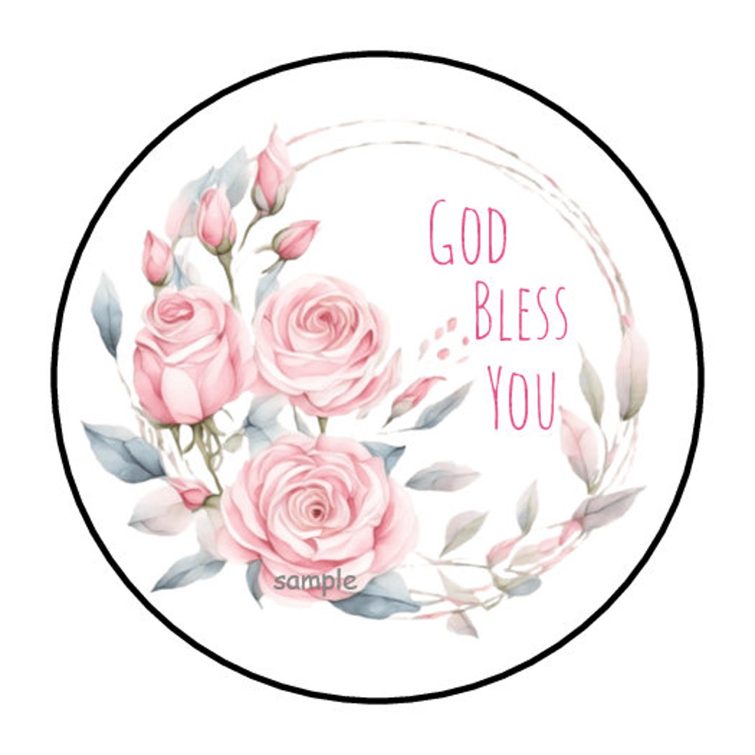 30 Floral God Bless You Stickers, Labels, Envelope Seals, 1.5", Round, Pink - Etsy