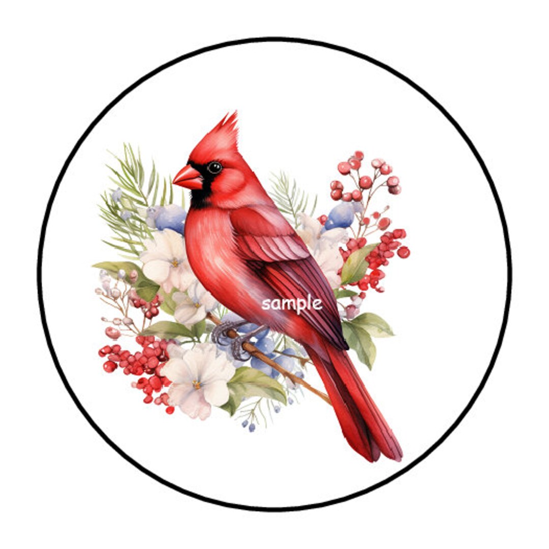 30 Christmas Cardinal Stickers, Labels, Tags, Favors, Envelope Seals ...