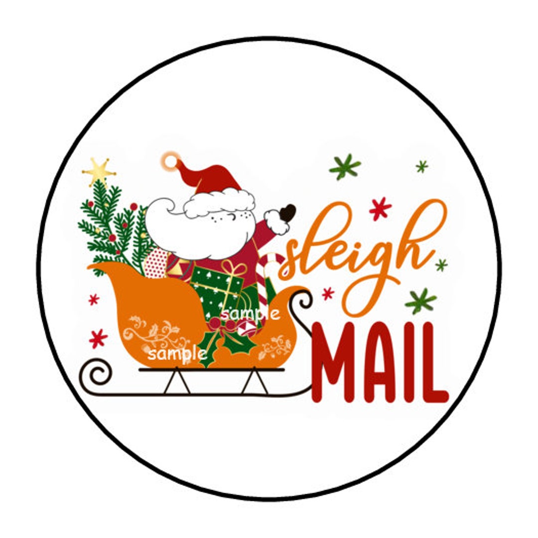 30 Sleigh Mail Christmas Stickers, Labels, Tags, Envelope Seals, Stamps ...