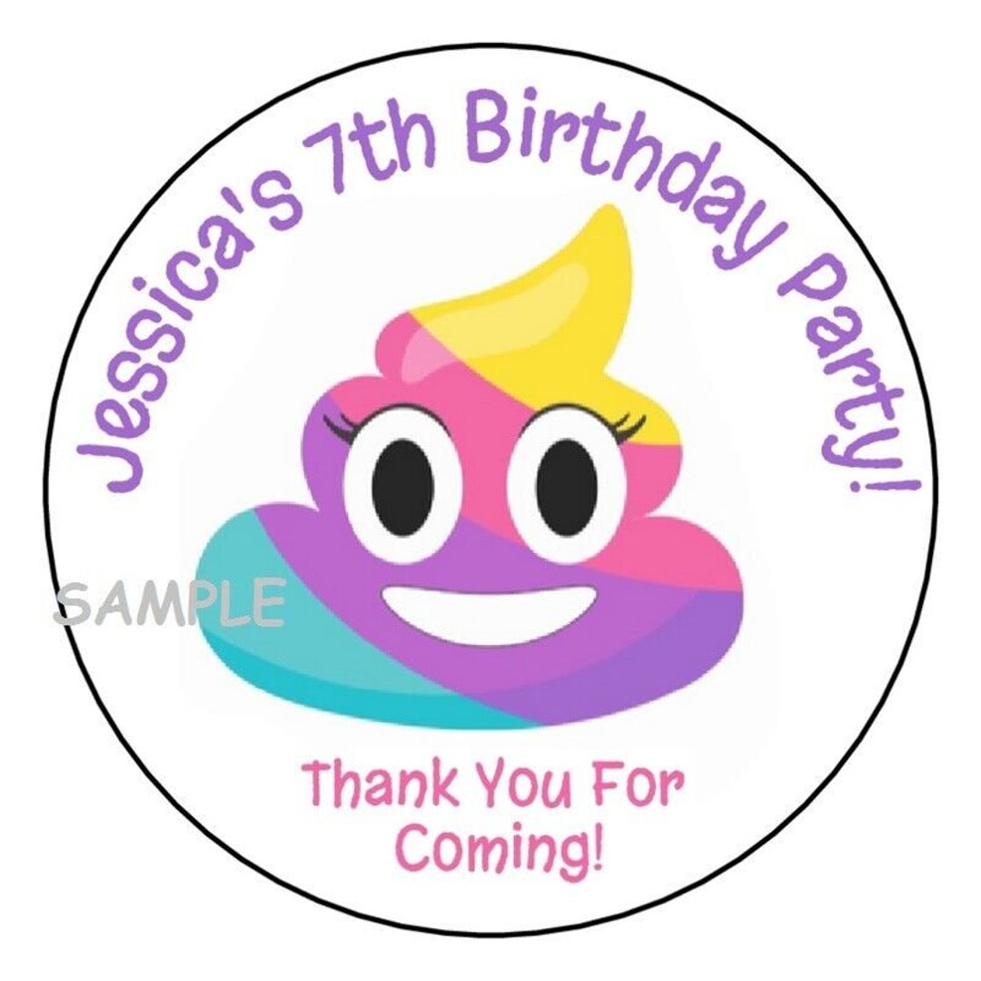 12 Personalized Rainbow Poop Birthday Party Stickers Favors Labels Tags ...
