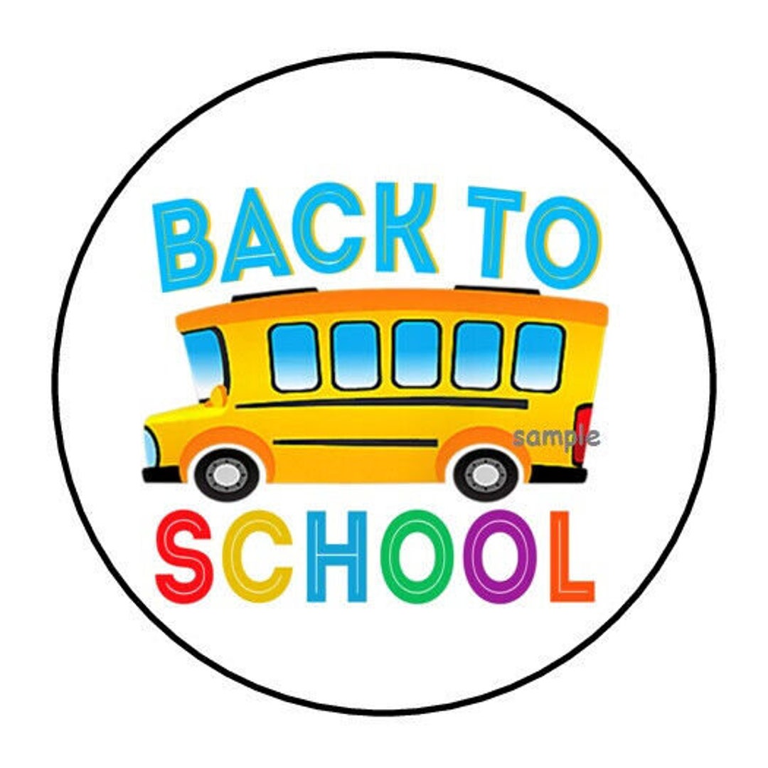 30 Back to School Bus Envelope Seals Labels Stickers 1.5" Round Teacher ...