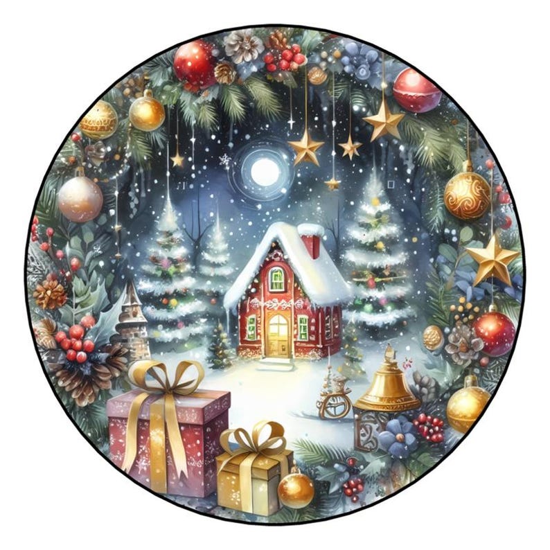 12 Large Christmas Stickers, Envelope Seals, Tags, Favors, Labels ...