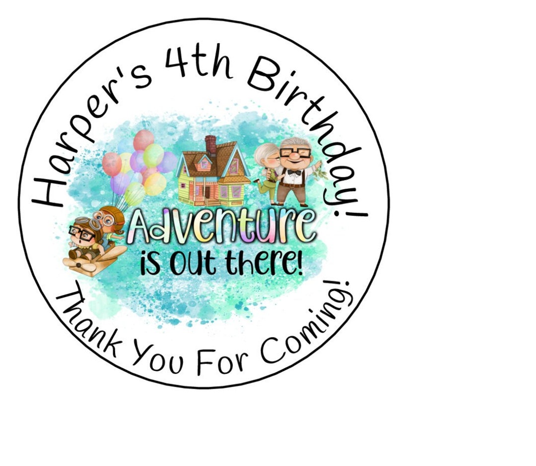 12 Personalized up Birthday Party Stickers, Goody Bag Labels, Favor ...