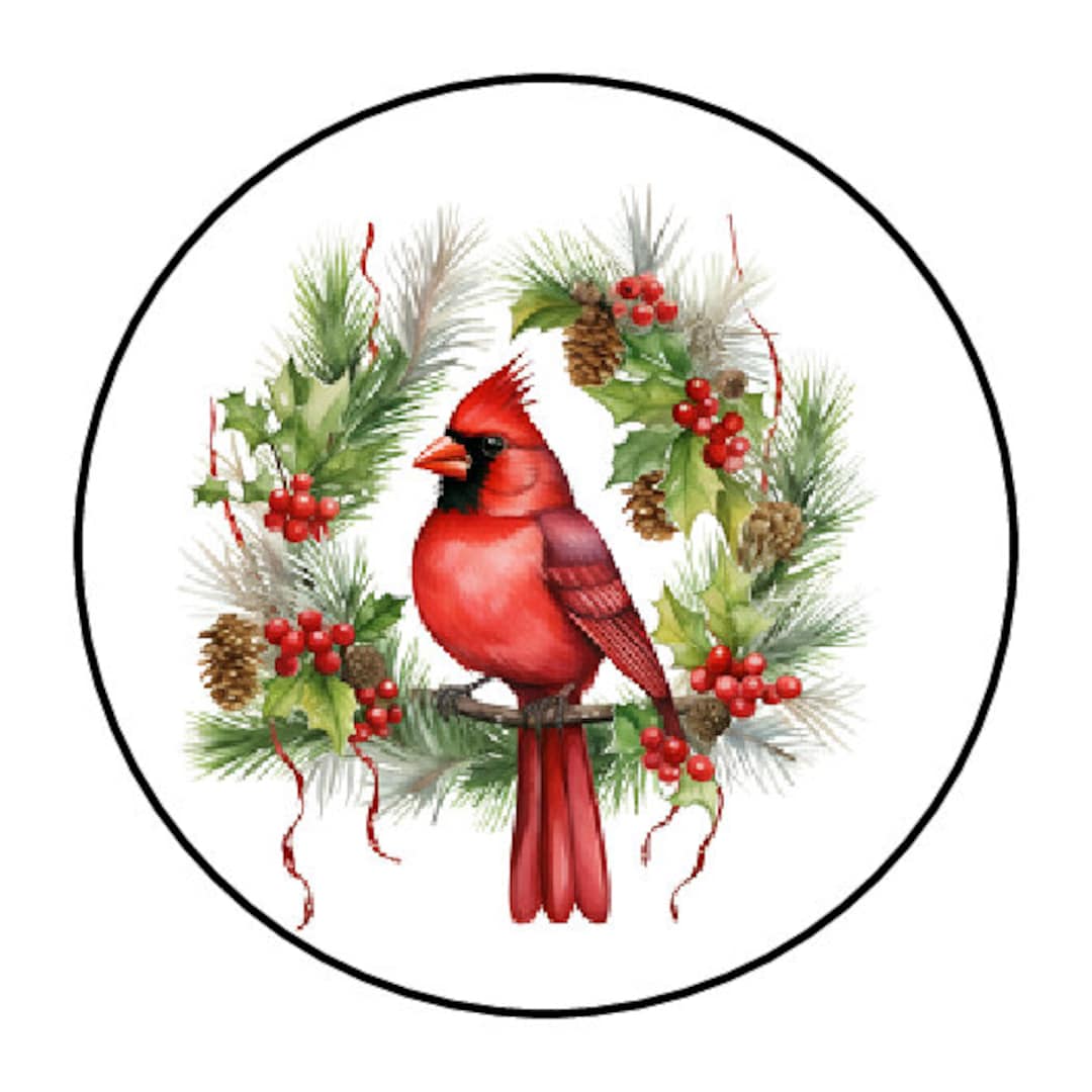 30 Christmas Cardinal Stickers, Labels, Tags, Favors, Envelope Seals ...
