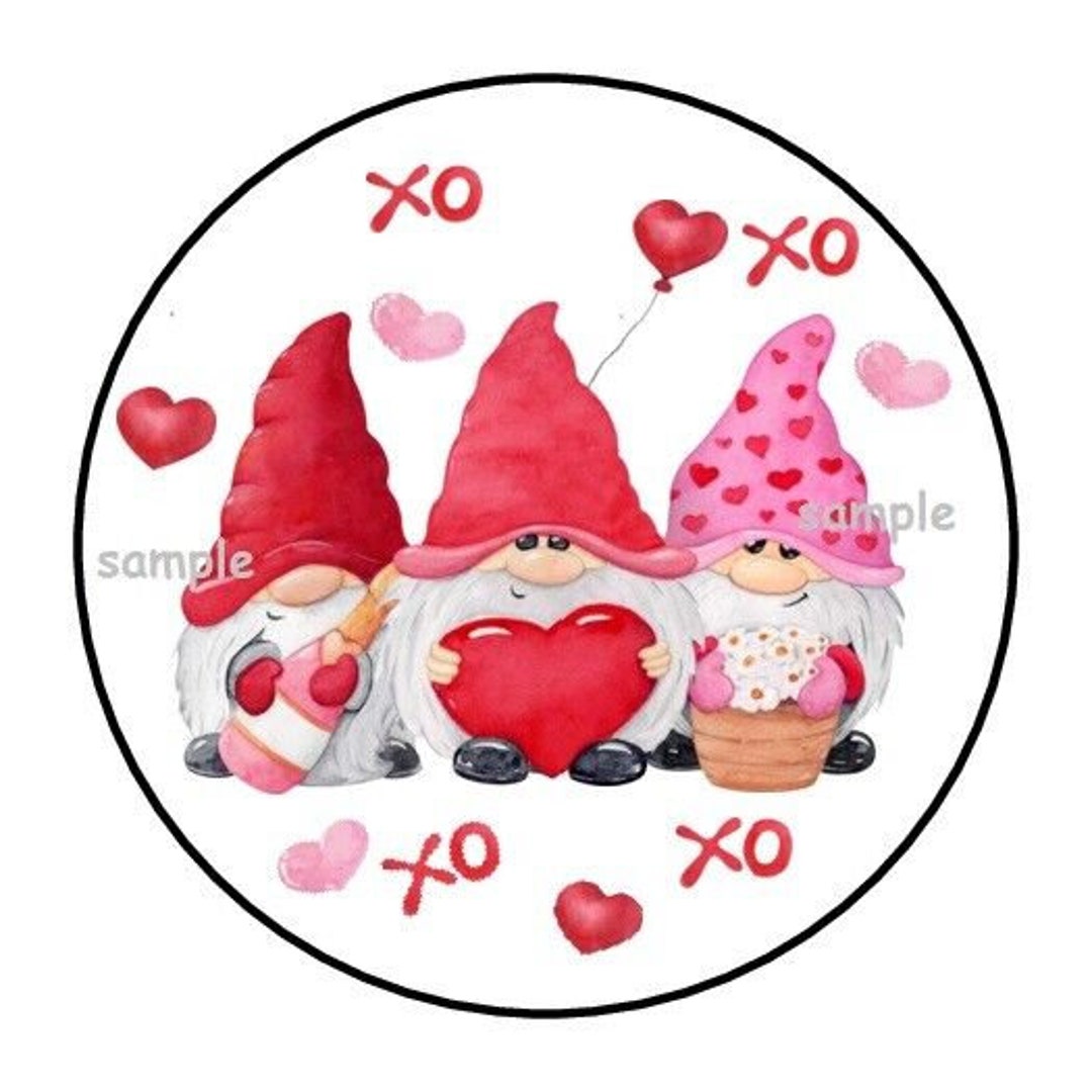30 Cute Valentines Day Gnomes Envelope Seals Labels Stickers 1.5" Round ...