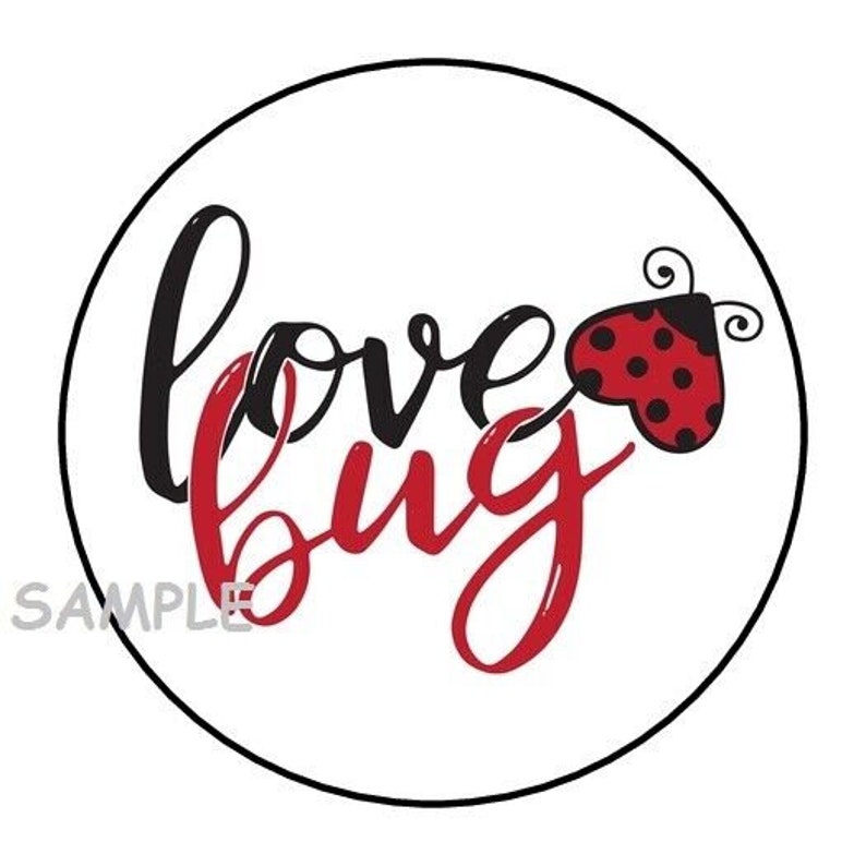 30 Love Bug Envelope Seals Labels Stickers 1.5" Round Ladybug Gifts ...