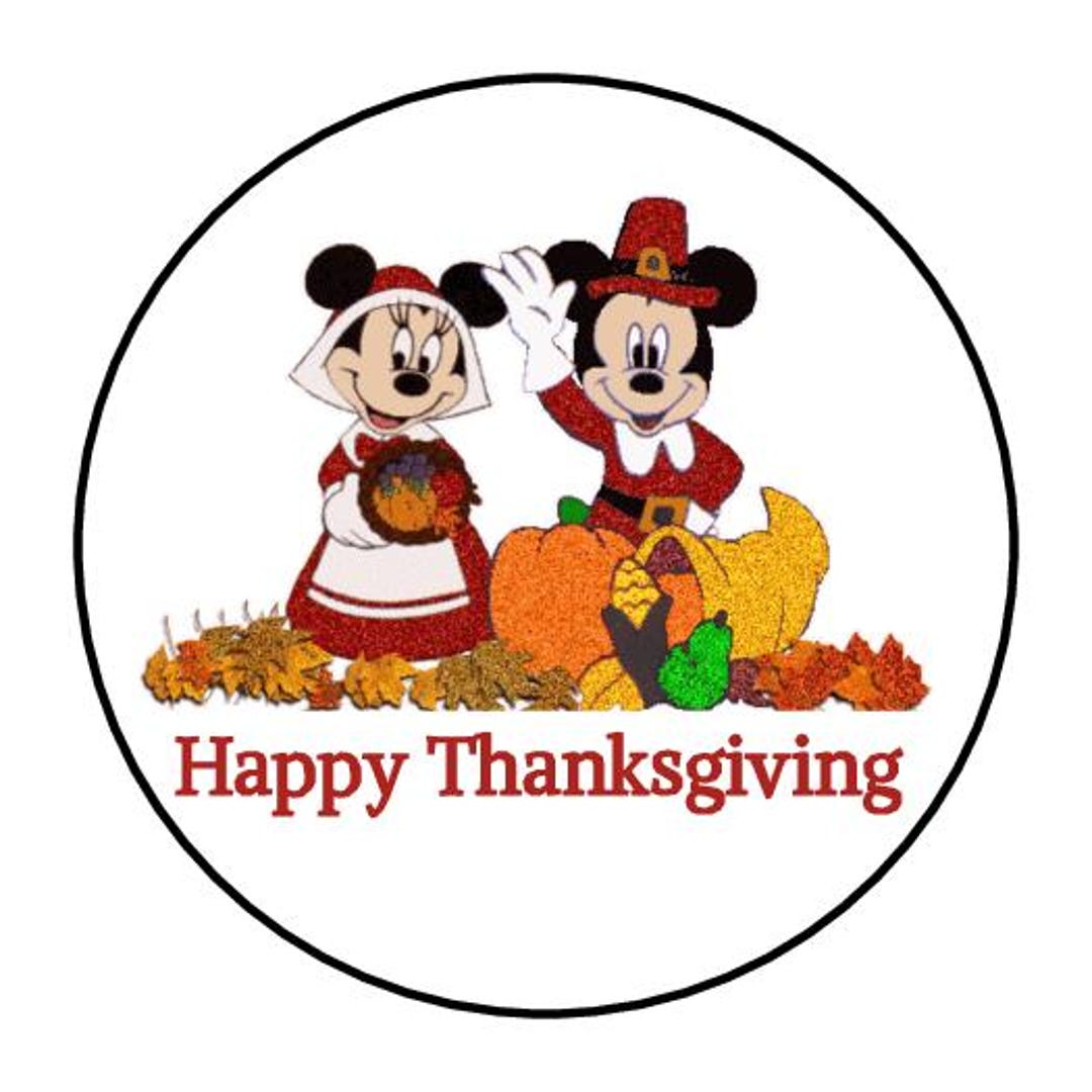 Mickey & Minnie Mouse Thanksgiving Stickers, Envelope Seals, Labels ...