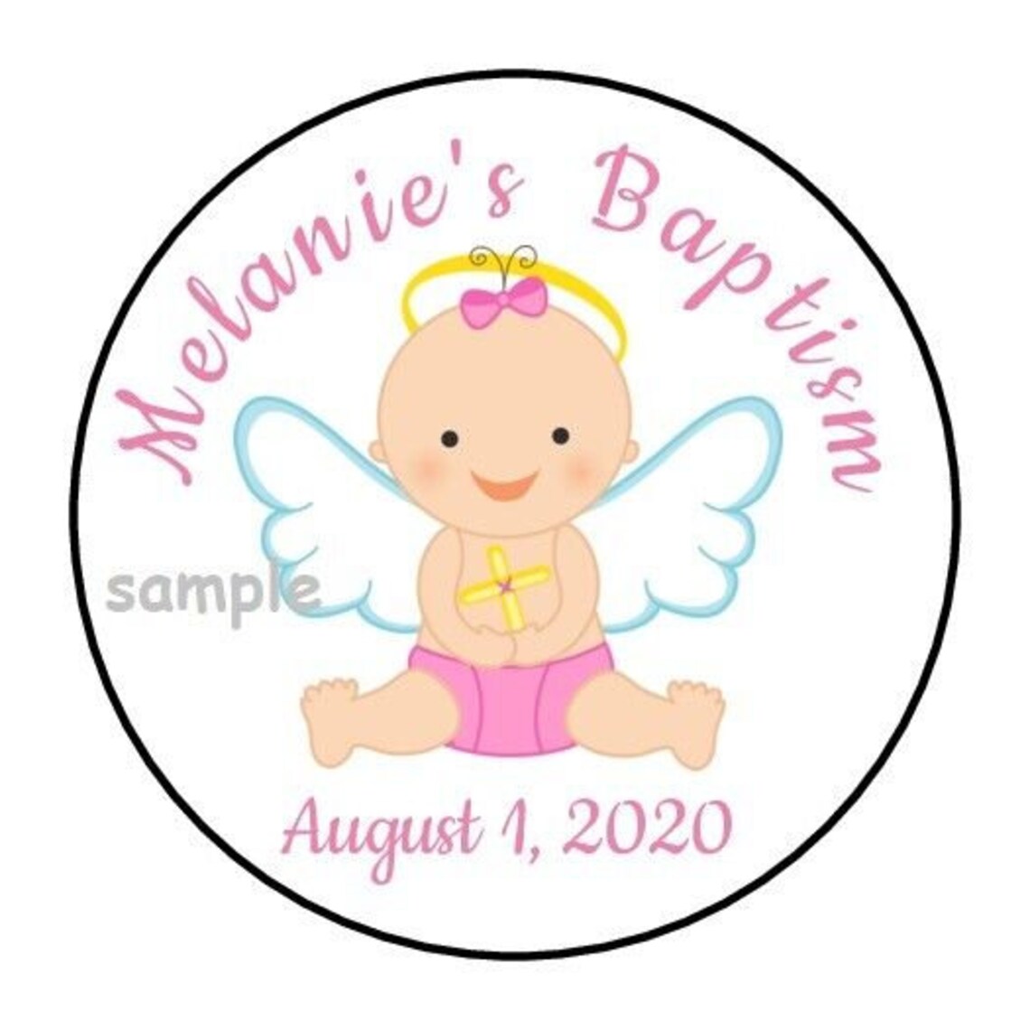 30 Personalized Baptism Christening Party Stickers Labels Favors Angel ...