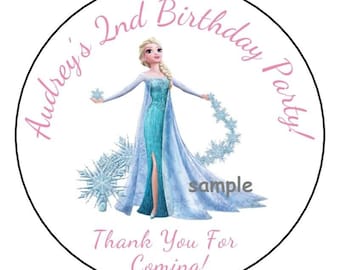 Elsa Frozen Happy Birthday Sticker 2 Stickers Personalized for Children ...
