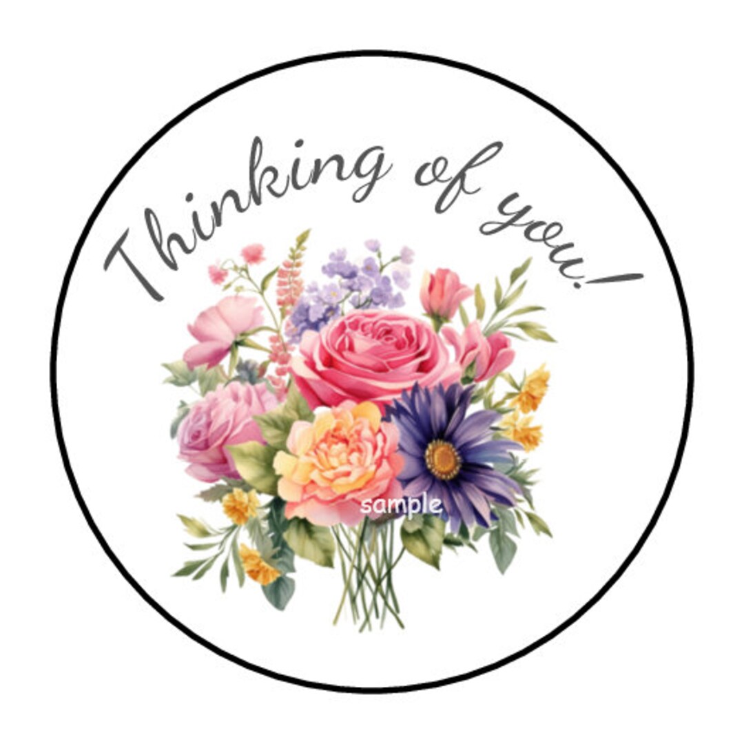 30 Thinking of You Stickers, Envelope Seals, Tags, Favors, Labels ...