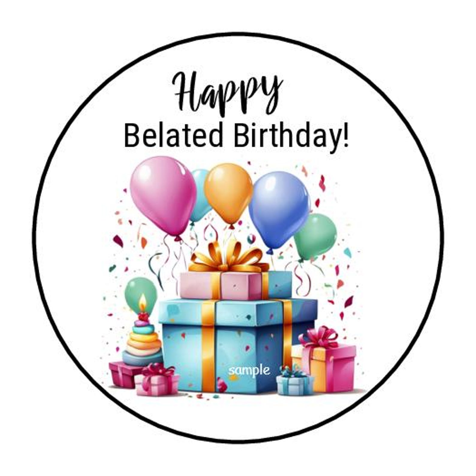 30 Happy Belated Birthday Stickers, Envelope Seals, Labels, Tags ...