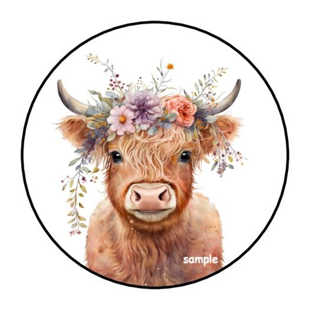 30 Highland Cow Stickers, Envelope Seals, Labels, Tags, Stamps, 1.5 ...