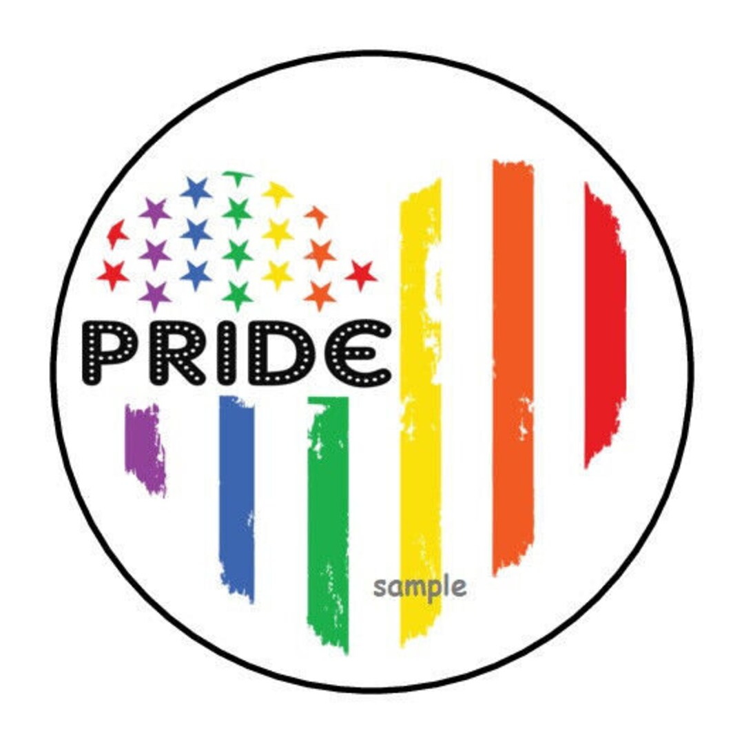 30 Pride Rainbow Heart Envelope Seals Labels Stickers 1.5" Round Stars ...