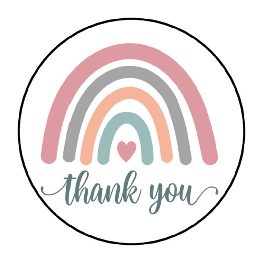 30 Thank You Rainbow Stickers, Envelope Seals, Labels, Tags, Stamps,1.5 ...