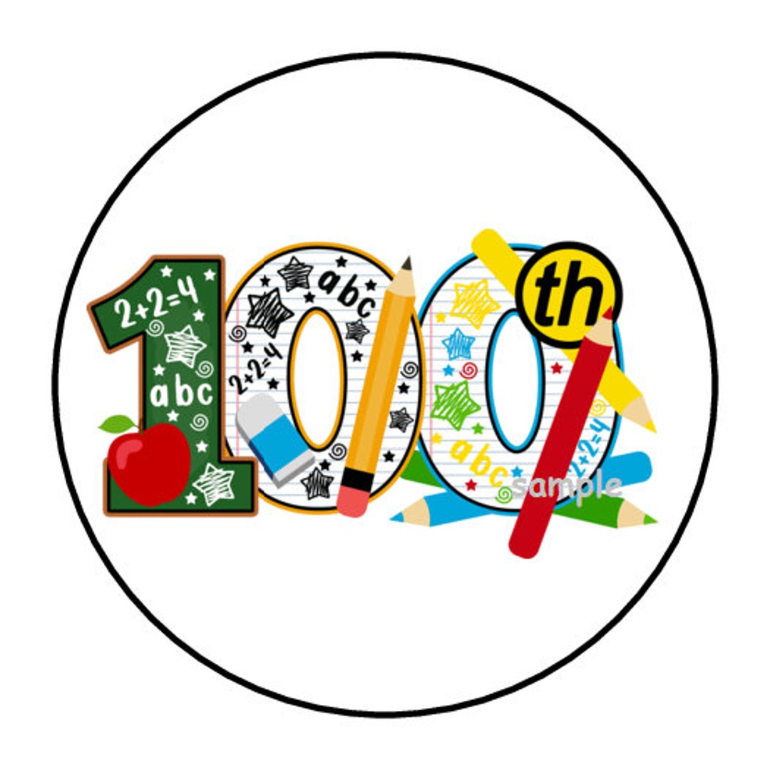 30 100th Day of School Stickers, Labels, Envelope Seals, Favor Stickers ...