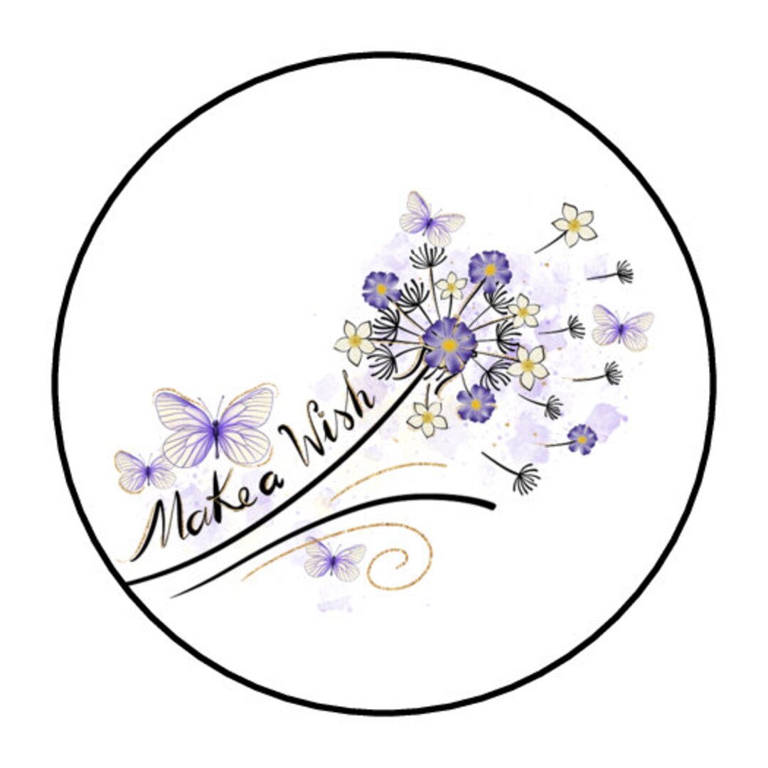 30 Make a Wish Stickers, Dandelion, Floral, Labels, Envelope Seals, 1.5 ...