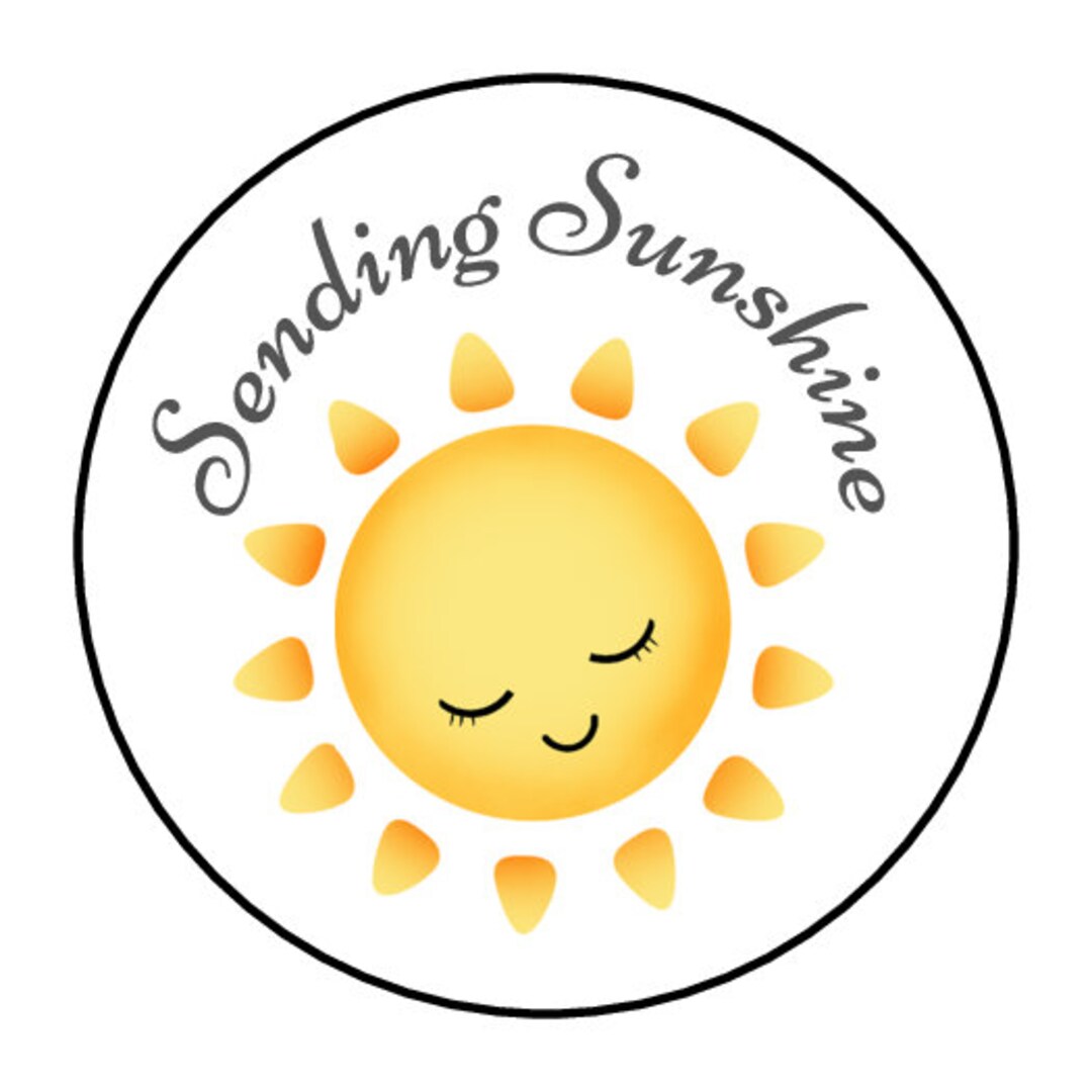 30 Sending Sunshine Envelope Seals Labels Stickers 1.5" Round Happiness ...