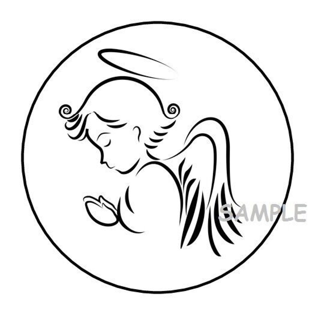 30 Praying Angel Envelope Seals Labels Stickers 1.5" Round Communion ...