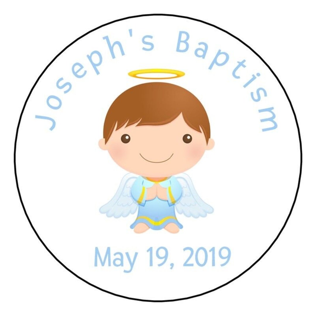 12 Personalized Boy Baptism Stickers, Christening, Favors, Labels, Tags ...