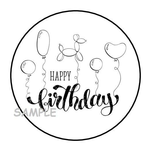 30 Happy Birthday Envelope Seals Labels Stickers 1.5" Round Balloon ...