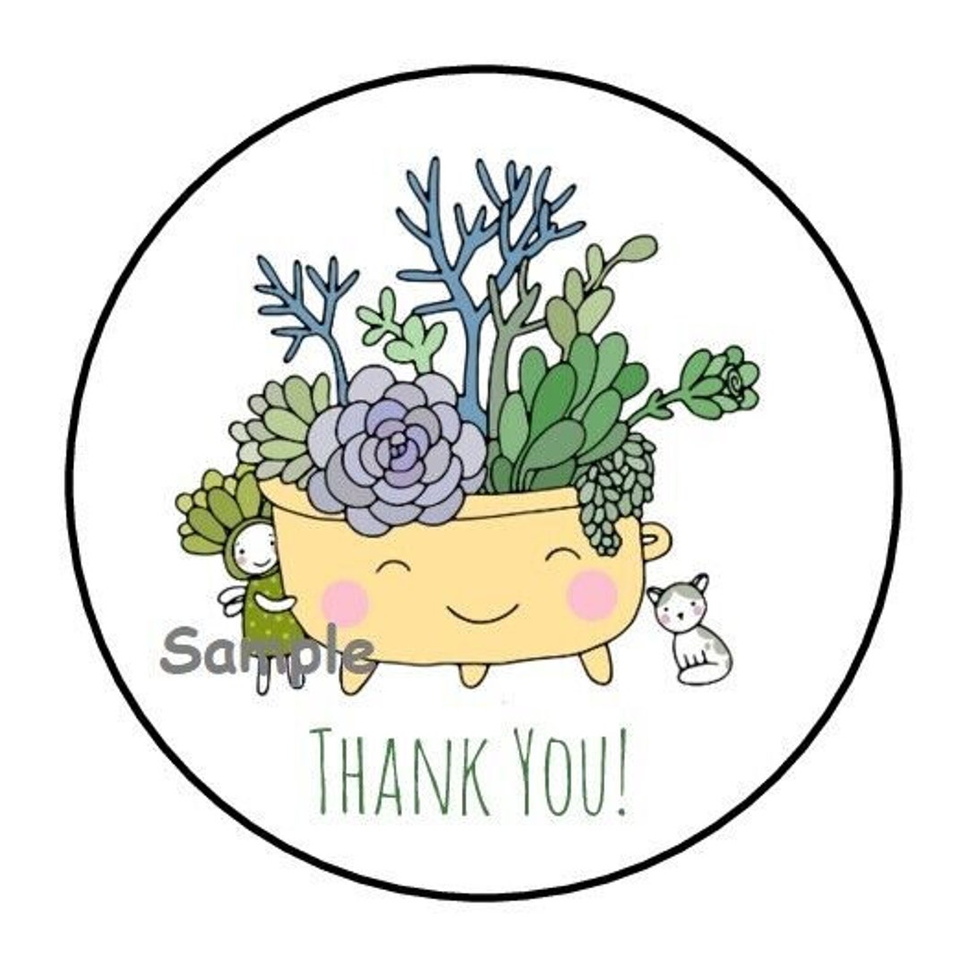 30 Cute Thank You Succulents Envelope Seals Labels Stickers 1.5" Round ...