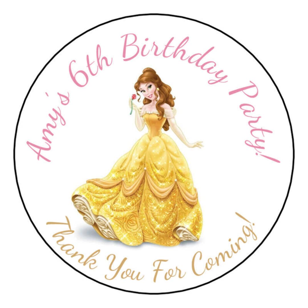 Princess Birthday Stickers, Personalized, Labels, Party Favors, Tags, 2 ...