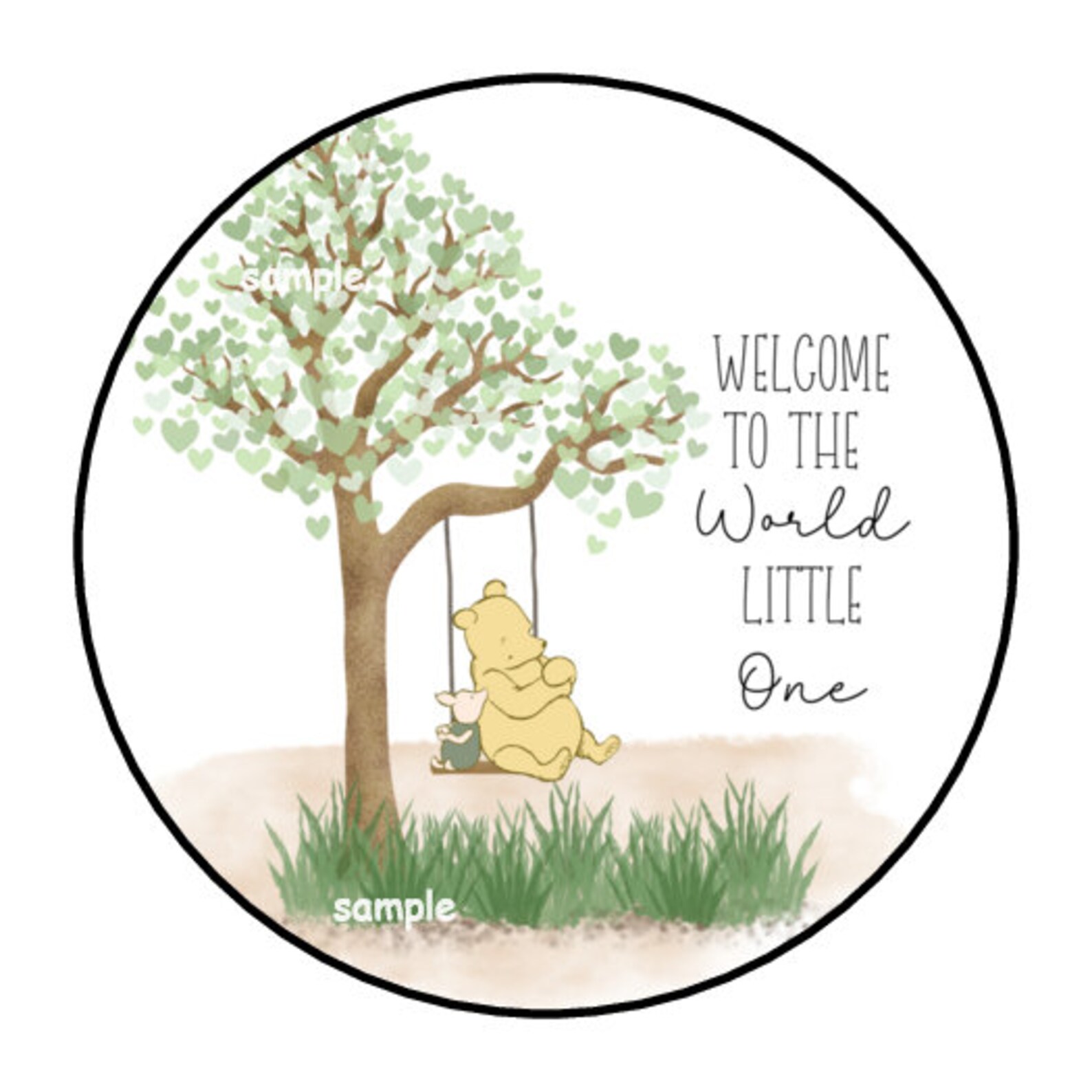 30 Classic Winnie the Pooh Baby Shower Stickers, Welcome to the World ...