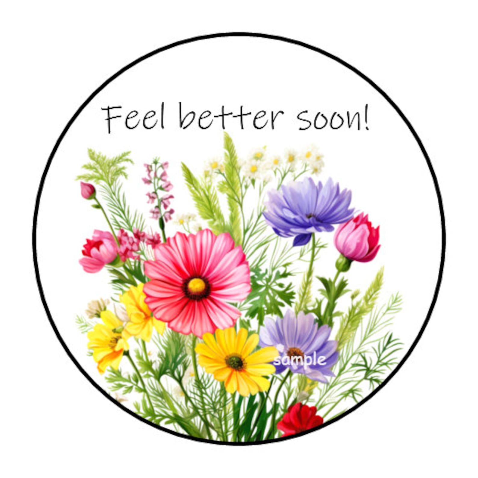 30 Feel Better Soon Stickers, Envelope Seals, Labels, Tags, Stamps, 1.5 ...