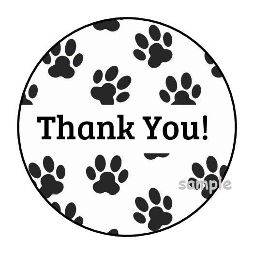 30 Thank You Paw Prints Envelope Seals Labels Stickers 1.5" Round Gifts ...