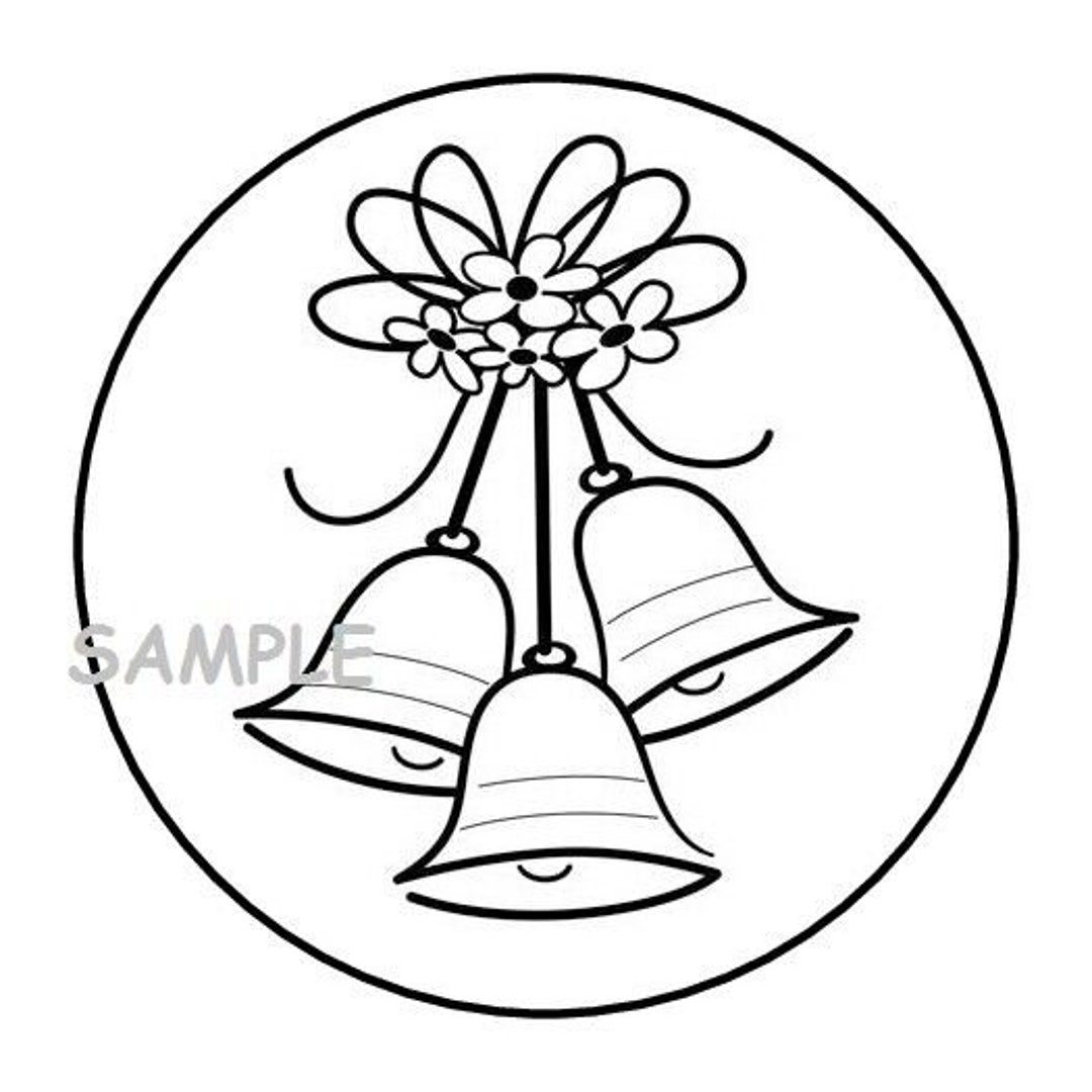 30 Wedding Bells Envelope Seals Labels Stickers 1.5" Round Favors Black ...