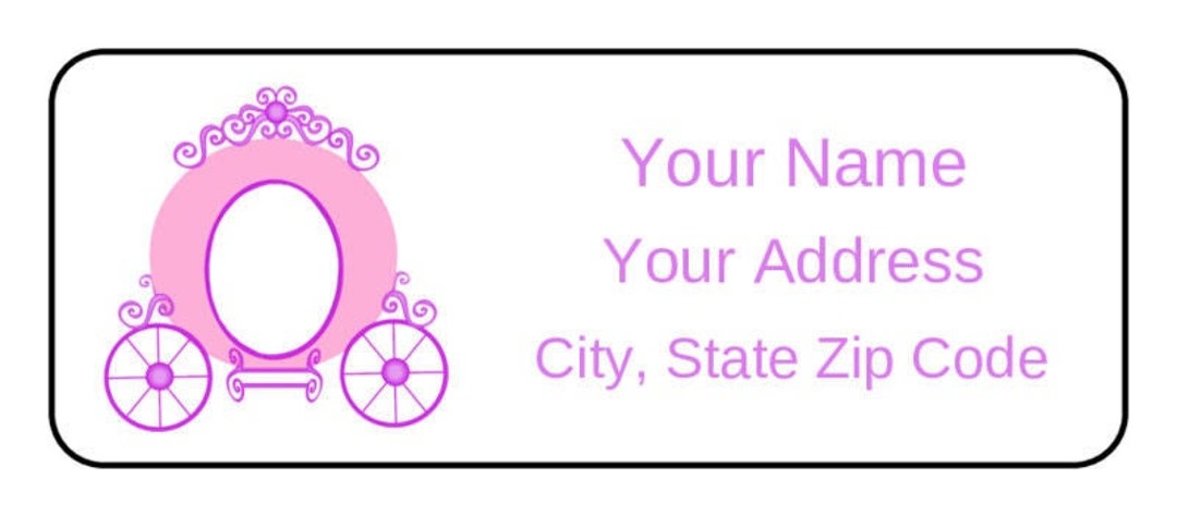 30 Personalized Princess Carriage Address Labels, Stickers, Name Tags ...