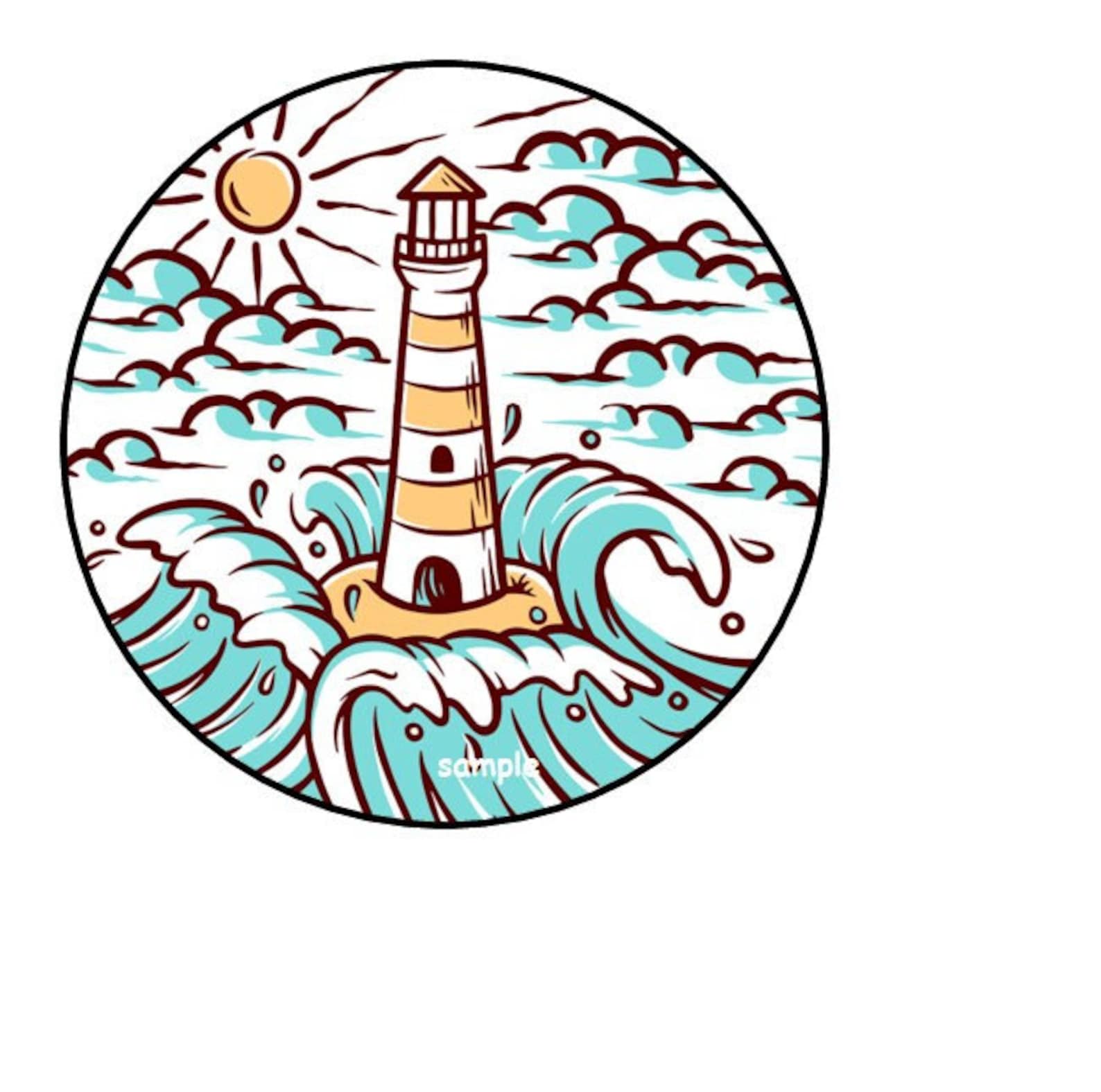 30 Lighthouse Stickers, Labels, Envelope Seals, Stamps, 1.5", Round ...