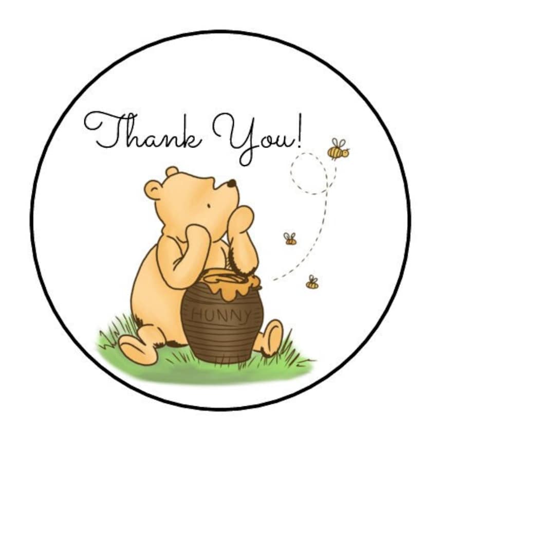 30 Classic Winnie the Pooh Thank You Stickers, Labels, Envelope Seals ...