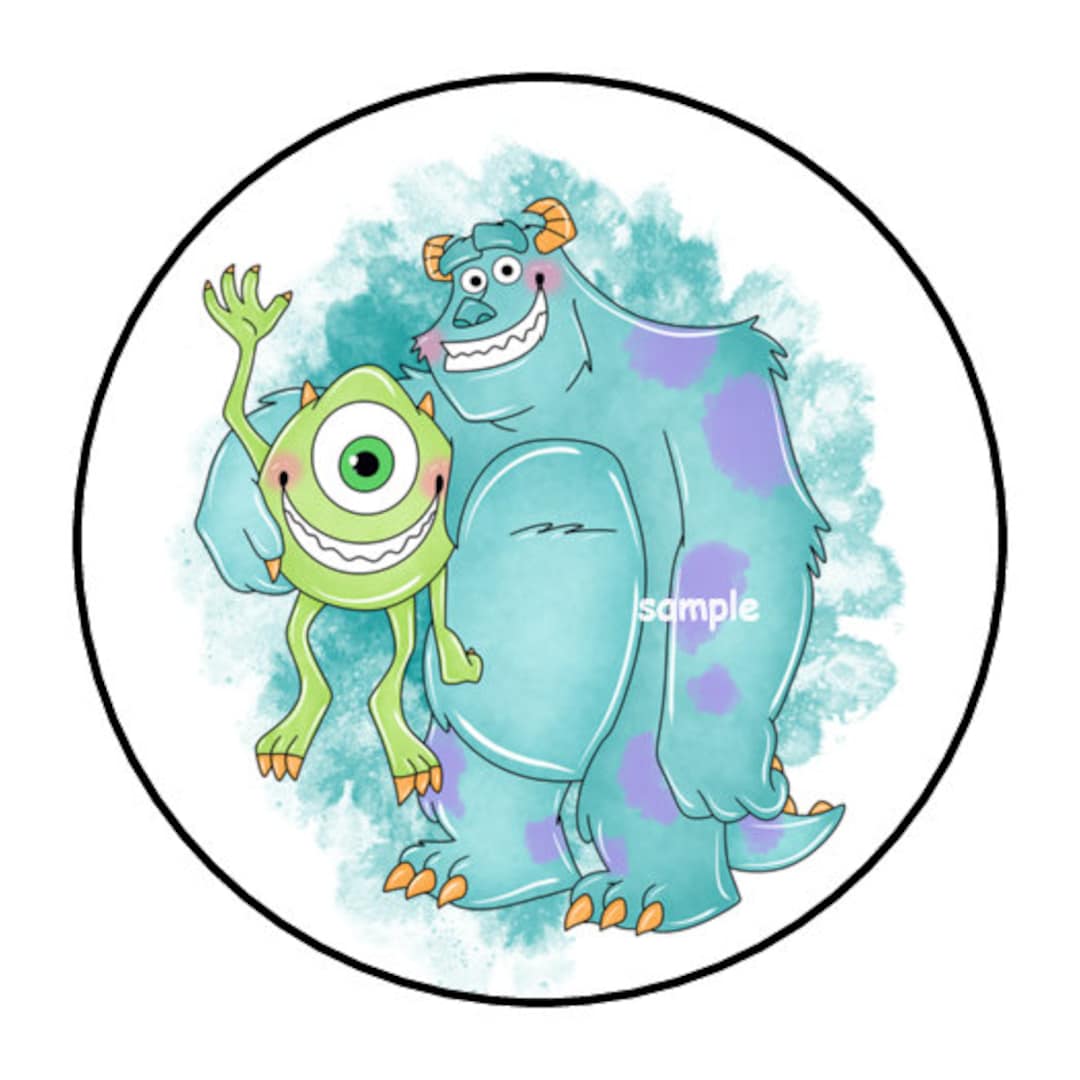 30 Monsters Stickers, Labels, Envelope Seals, Tags, Favors, Stamps, 1.5 ...