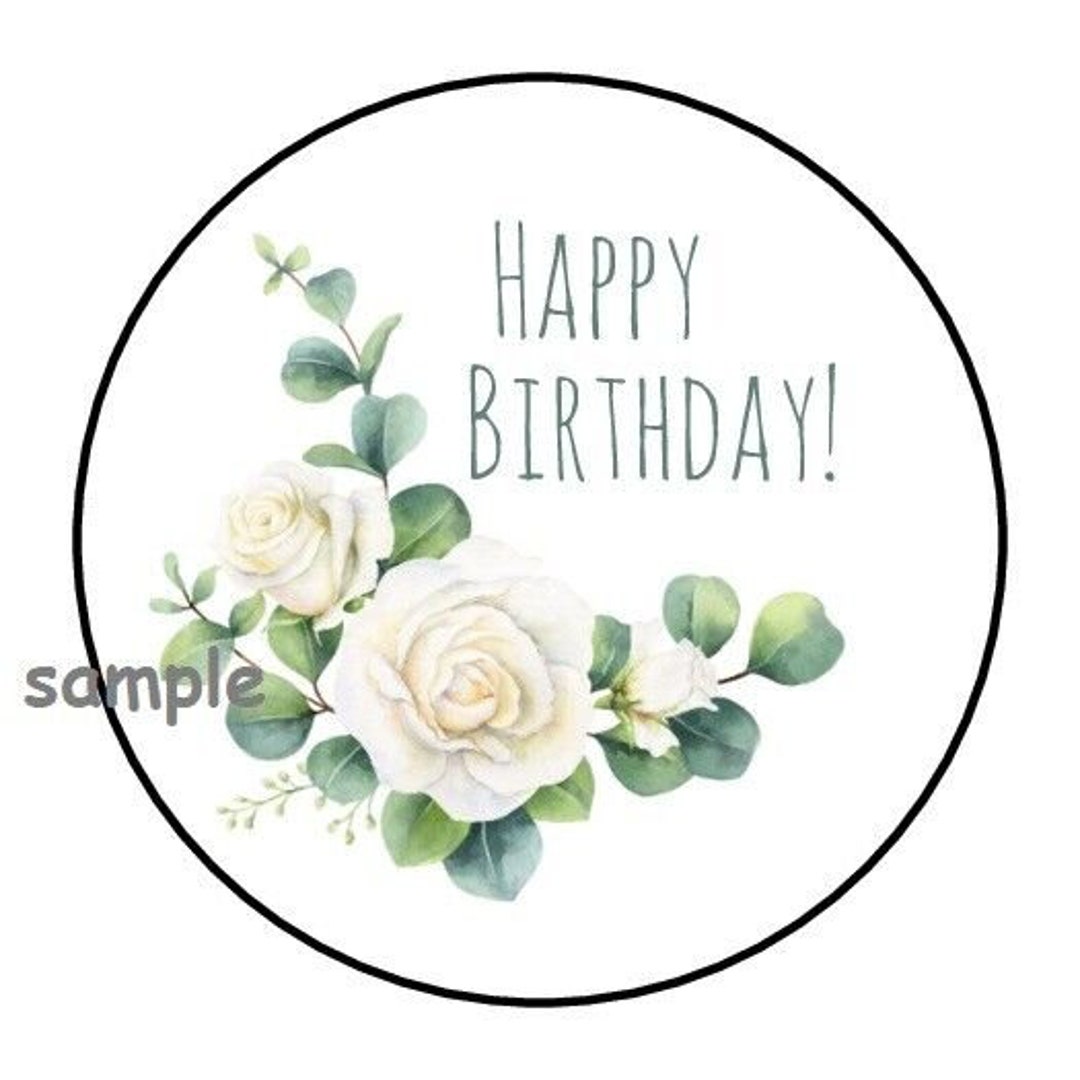 30 Floral Happy Birthday Envelope Seals Labels Stickers 1.5" Round ...