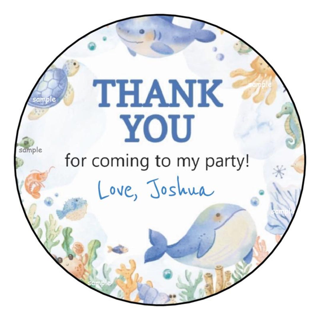 12 Boy Under the Sea Birthday Party Stickers, Labels, Favors, Tags ...