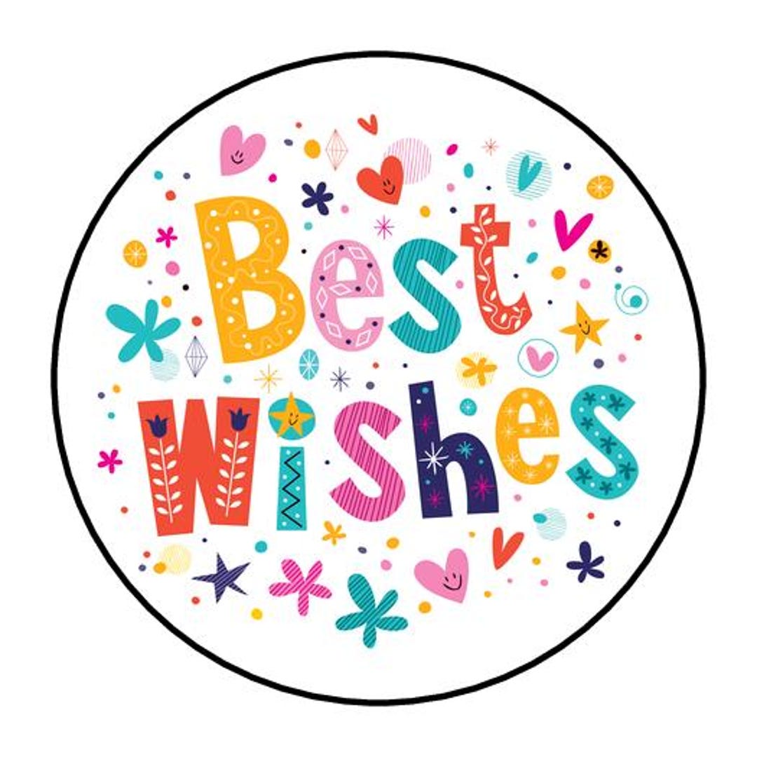 Best Wishes Stickers, Envelope Seals, Labels, Tags, Favors, Stamps, 1.5 ...