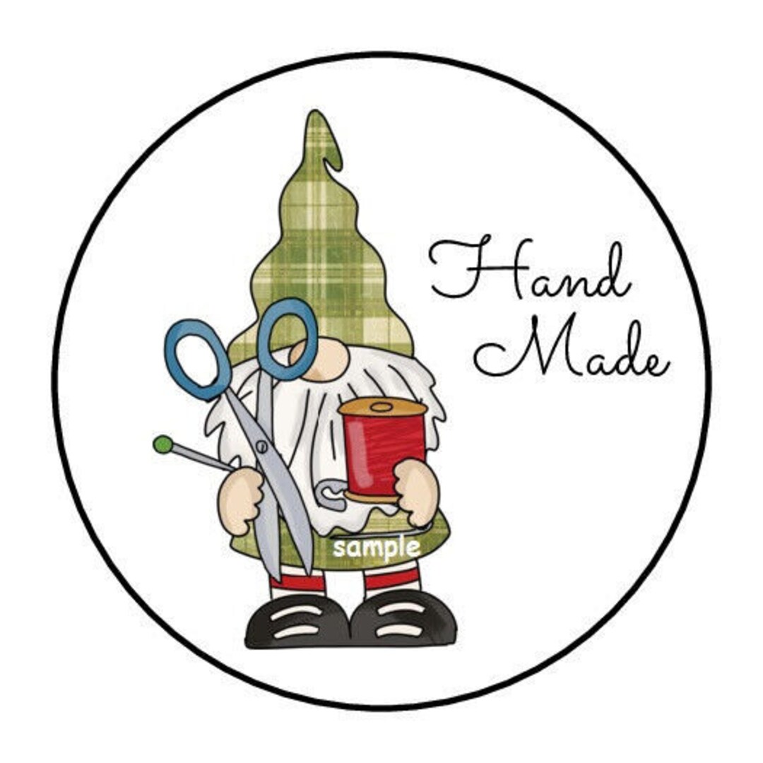 30 Gnome Hand Made Envelope Seals Labels Stickers 1.5 Round Handmade ...