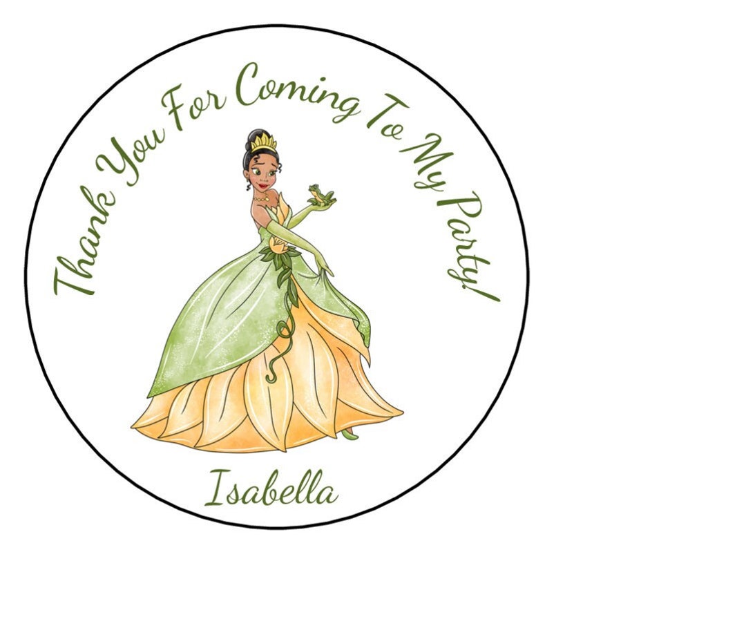 12 Princess Tiana Stickers, Personalized, Goody Bag Labels, Birthday ...