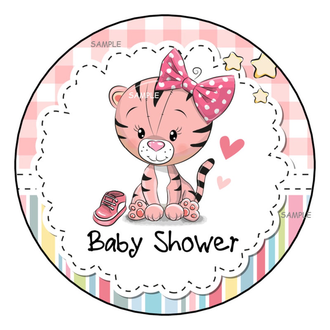 12 Cute Tiger Baby Shower Stickers, Favor Labels, Gift Tags, 2.5 ...
