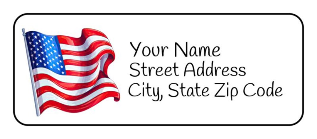30 Personalized American Flag Return Address Labels Stickers Tags 4th ...