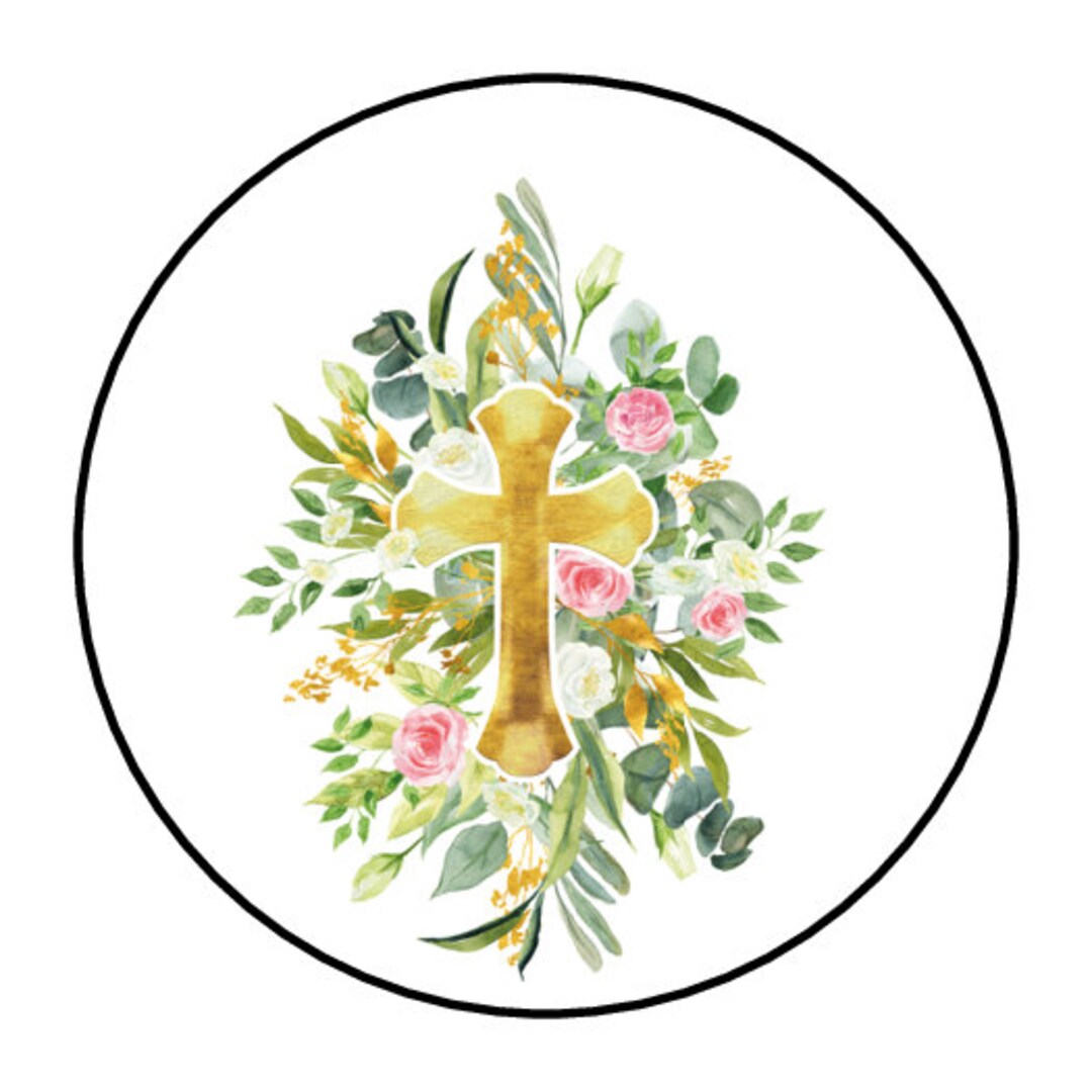 30 Pretty Floral Cross Stickers, Labels, Envelope Seals, 1.5", Round - Etsy